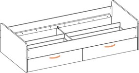 Postel se zásuvkami Canaria 90x200 cm, šedý beton/bílá