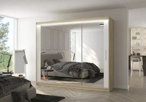 Posuvná skříň se zrcadlem a LED osvětlením CHESTER 250