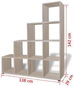 vidaXL 242551 Marketos Staircase Bookcase/Display Shelf 142 cm Oak