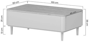 Konferenční stolek Elivo 100 cm na nožkách - eukalyptus / dub baltic dune