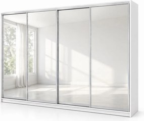 Skříň s posuvnými dveřmi 3000x2200x600 4 zrcadla nymphaea alba, profil stříbrný