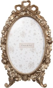 Zlatý antik fotorámeček zdobený mašlí a růžemi - 13*2*23 cm / 10*15 cm