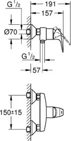 Grohe BauFlow - Sprchová baterie chrom