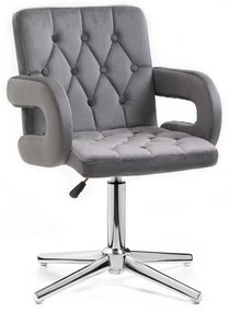 LuxuryForm DESIGN Otočná židle BOSTON VELUR na stříbrném kříži - šedá