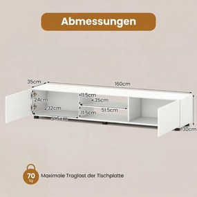 Costway TV skříň TV komoda pro televizory do 70 palce TV s 2 dvířky