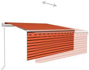 vidaXL Marketos Automatická zatahovací markýza s roletou 3x2,5 m oranžovo-hnědá