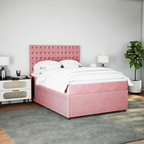 Box spring postel s matrací růžová 140x190 cm samet 3292351