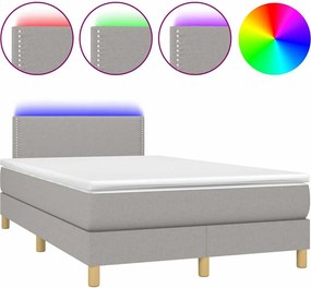 Box spring postel s matrací a LED světle šedá 120x200 cm textil 3133621