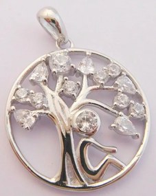 Krásný stříbrný přívěšek se zirkony - strom života pr. 19mm 031067300001
