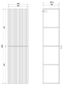 Cersanit Tirso, vysoká závěsná skříňka 400x302x1600 mm, černá matná, S1017-009