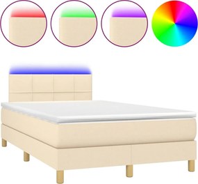 Box spring postel s matrací a LED krémová 120 x 200 cm textil 3133706