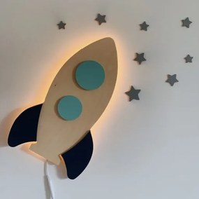 lovel.cz Dřevěná lampa - vesmírná raketa