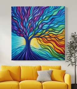 Obraz na plátně - Strom života Vlnité vlasy FeelHappy.cz Velikost obrazu: 80 x 80 cm