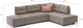 Hanah Home Rozkládací rohová pohovka MANAMA 282 cm béžová pravý roh 825BLC2546
