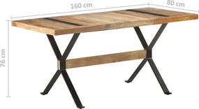 Jídelní stůl 160 x 80 x 76 cm hrubé mangovníkové dřevo 321608