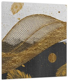 Obraz - Zlaté pírka (30x30 cm)