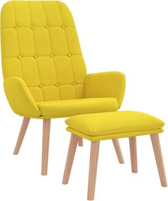 Relaxační křeslo s podnožkou světle žluté textil 3315154