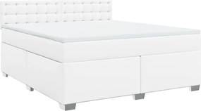Box spring postel s matrací bílá 180x200 cm umělá kůže 3288433