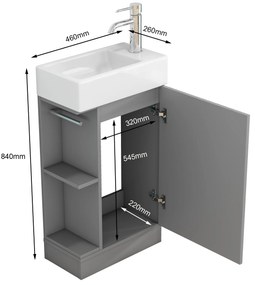 Volně stojící skříňka s umyvadlem Houseland Ruvin 46 cm šedá