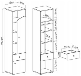 Dětský pokoj DELTA | sestava C | 6 dílů | dub/antracit