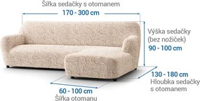 Bielastické potahy BRILLANTE béžové sedačka s otomanem vpravo (š. 170 - 300 cm)
