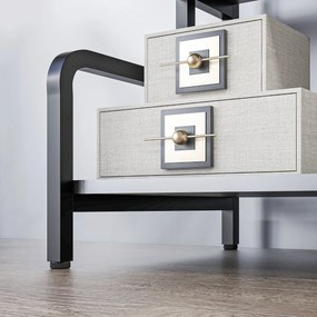 HOMCOM 3-patrový stojan na tiskárnu, úložný regál, stojan na tiskárnu z dřeva a kovu 55x40x77cm pro domácí kancelář černý