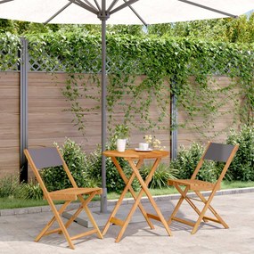 3dílný bistro set antracitový textil a masivní dřevo 3281749