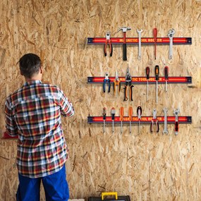 Costway Sada 3 magnetických nástěnných držáků na nářadí, červený