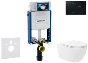 Geberit Kombifix - Set předstěnové instalace, klozetu Oudee Vortex a sedátka softclose, tlačítko Sigma01, černá SANI15CA5140