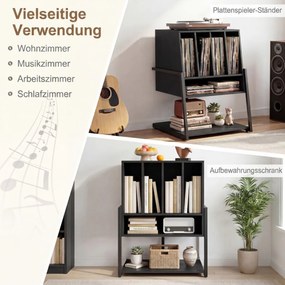 Costway Gramofonový stojan se širokou deskou a 4 přepážkami vinylový stůl