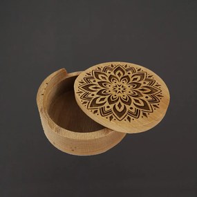 AMADEA Dřevěná krabička kulatá mandala, masivní dřevo, 8 cm, český výrobek