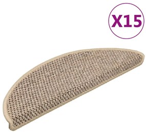 Samolepící nášlapy na schody vzhled sisal 15 ks 56x17x3 cm