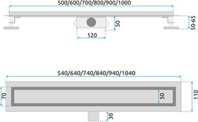 Lineární odtokový žlab Rea Neox 60 cm stříbrný