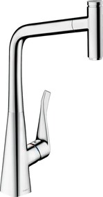 Hansgrohe M71, dřezová baterie Metris Select s výsuvnou koncovkou, sBox, EcoSmart, chromová, 73807000