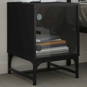 vidaXL Noční stolek se skleněnými dvířky 35 x 37 x 50 cm [836520] Barva: šedá sonoma