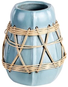 Pálená hlína Dekorativní váza 27 Modrá Béžová KAMERING Beliani