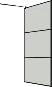Zástěna do průchozí sprchy s policí černá 115x195 cm ESG/hliník 3185485