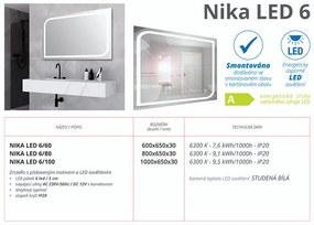 A-Interiéry Zrcadlo závěsné s pískovaným motivem a LED osvětlením Nika LED 6/100 - nika led 6-100