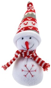 Sněhulák pletenou čepičkou a šálou 19 cm