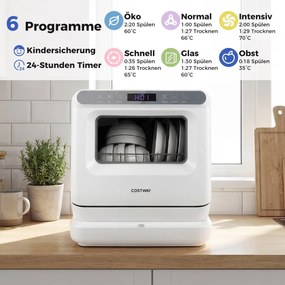 Costway Stolní myčka s 8,25 L nádrží na vodu 6 programy