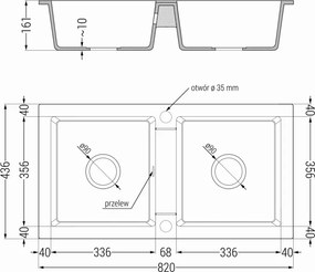 Mexen Mario, 2-komorový granitový dřez 820x436x161 mm a zlatá lesklá dřezová baterie Telma, béžová, 6504-69-670200-50