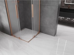Mexen Velar Duo, sprchový kout s posuvnými dveřmi 100 x 100 cm, 8mm sklo námraza, měděná matná, 871-100-100-32-65