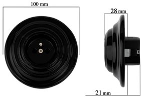 Bohemia-Design - Porcelánová retro zásuvka domovní s rámečkem 250V/16A černá