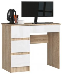 Počítačový stůl A-7 levá - dub sonoma/bílá