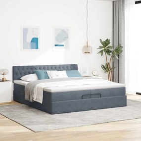 Osmanský rám postele s matrací tmavě šedý 200x200cm samet 3312717