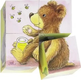 GOKI Dřevěné kostky Mláďátka / 4 kostky / od 3 let
