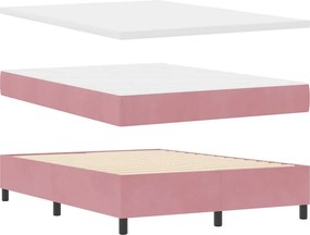 Postel s boxspringem s čelo Růžová 190 x 140 cm samet 3340981