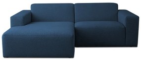 Tmavě modrá rohová pohovka z textilie bouclé (levý roh) Roxy – Scandic