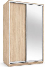 Skříň s posuvnými dveřmi 1400x2200x600 1LTD 1 Zrcadlo dub sonoma, profil stříbrný