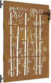 Zahradní branka 85 x 125 cm corten ocel bambusový design 153234